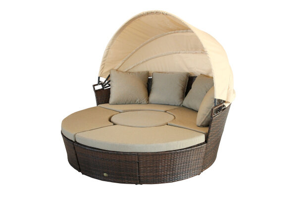 Набор мебели Ракушка арт. SFS088 коричневый, бежевый 2 кор.(ротанг темно-коричневый, подушки бежевые) "Garden story"