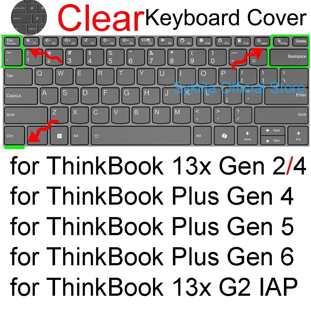 Clear Keyboard Cover для Lenovo ThinkBook 13x Gen 2/4, Plus Gen 4/5/6, 13x G2 IAP