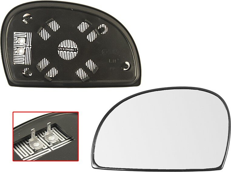 Полотно зеркала SAT ST-121-0057 Hyundai Accent 99-12, ТагАЗ Accent 99-12 слева/ Обогрев/ сферическое
