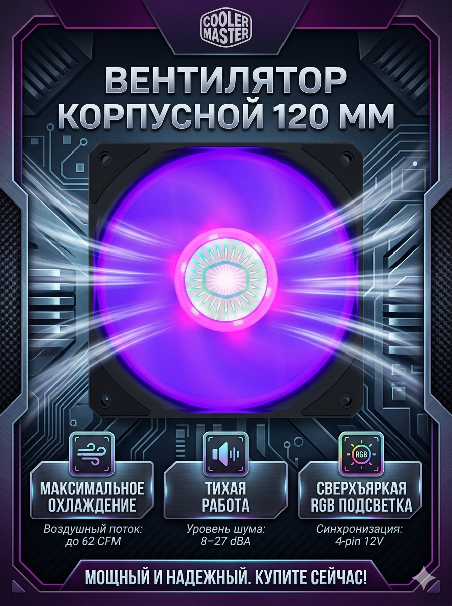 Корпусной вентилятор Cooler Master SickleFlow 120 RGB (MFX-B2DN-18NPC-R1)