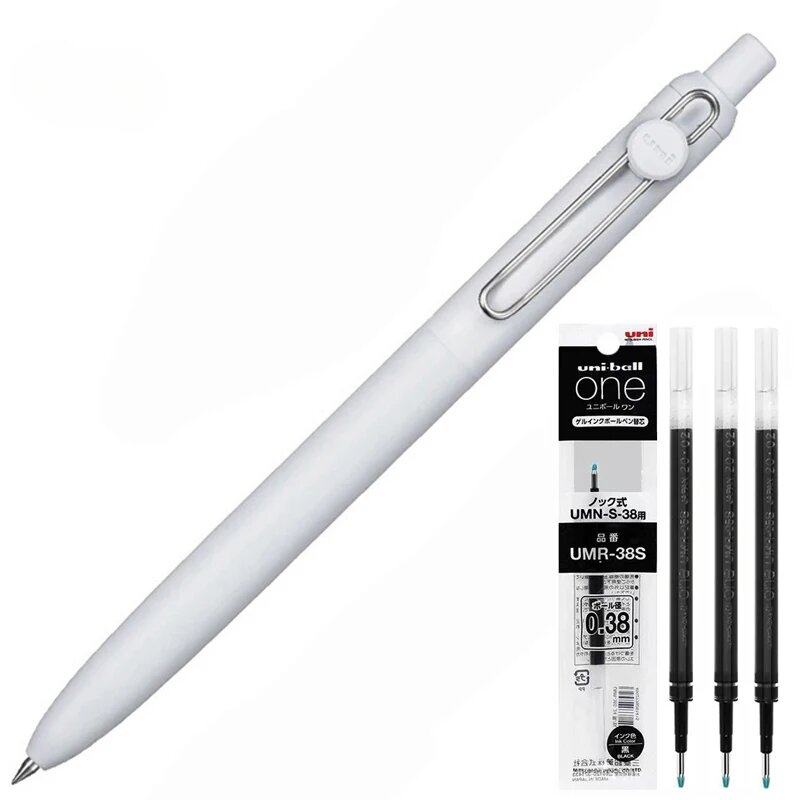 Uniball ZENTO Basic, белая ручка, 0.38 мм, 3 черн. сменн.