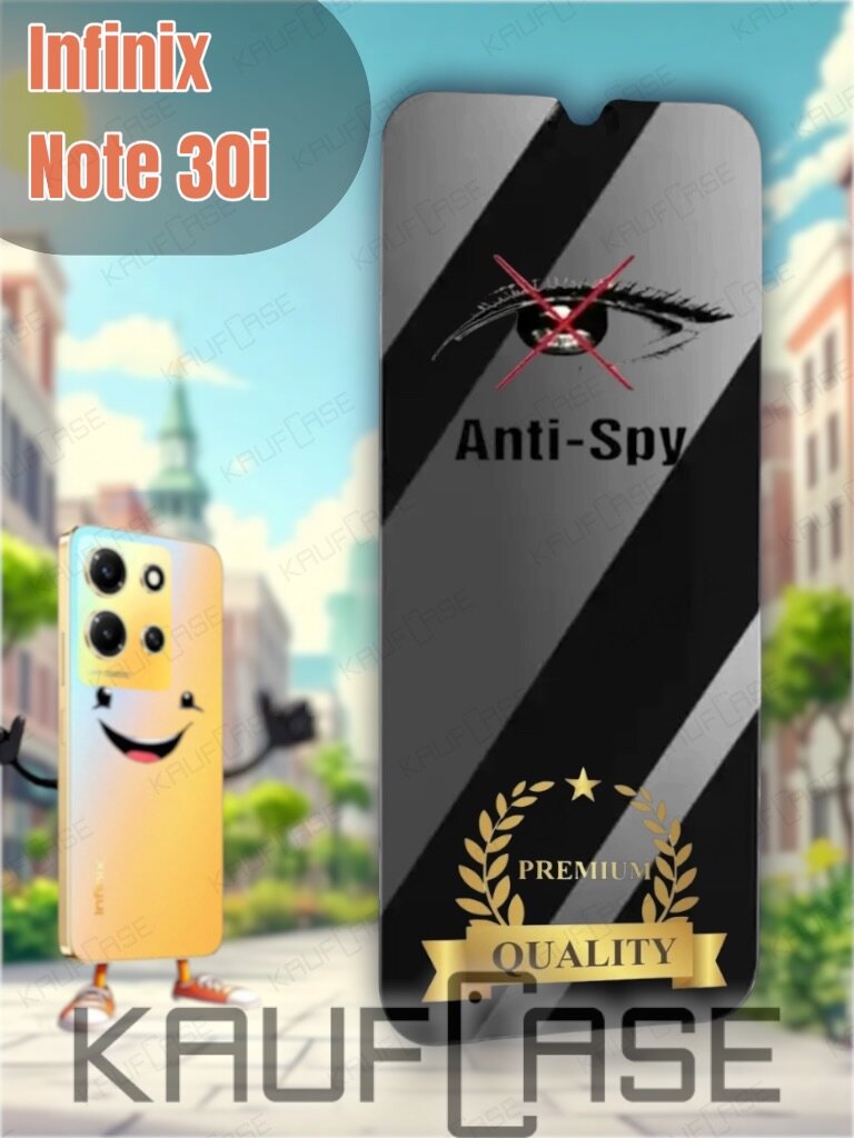 Стекло KaufCase повышенной прочности для Infinix Note 30i (X6716) (6.66"), Антишпион. На экран