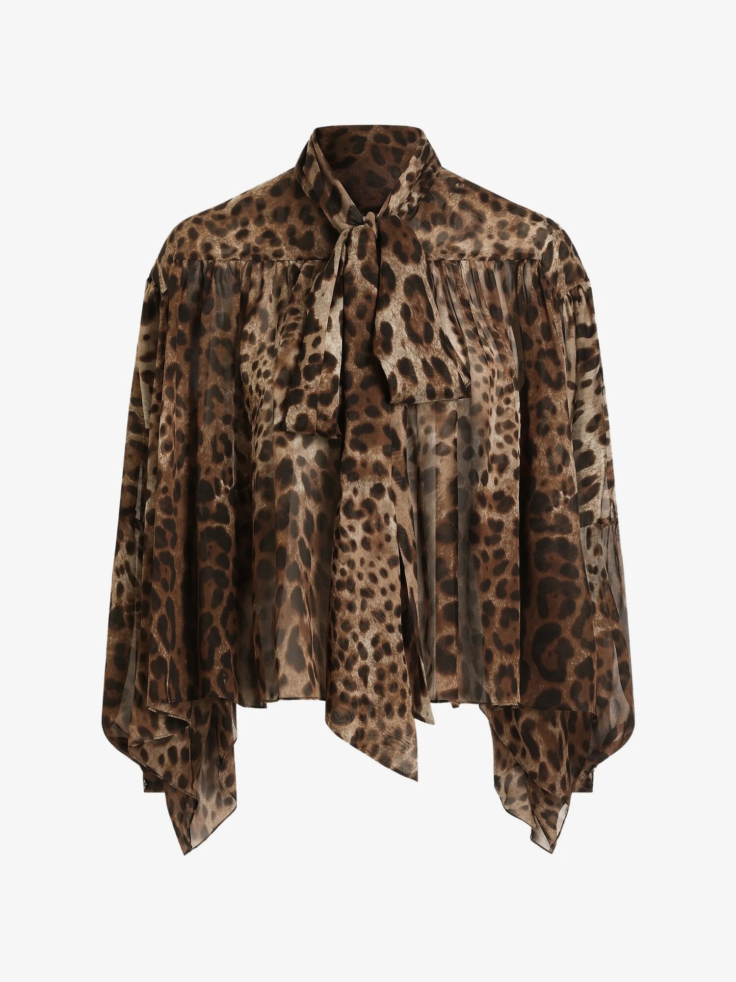 Рубашка DOLCE & GABBANA Leo-print silk chiffon shirt