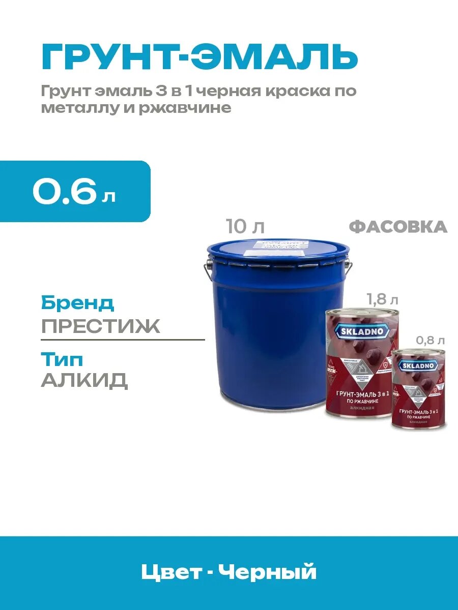 Черная грунт эмаль 3 в 1 по ржавчине краска для металла