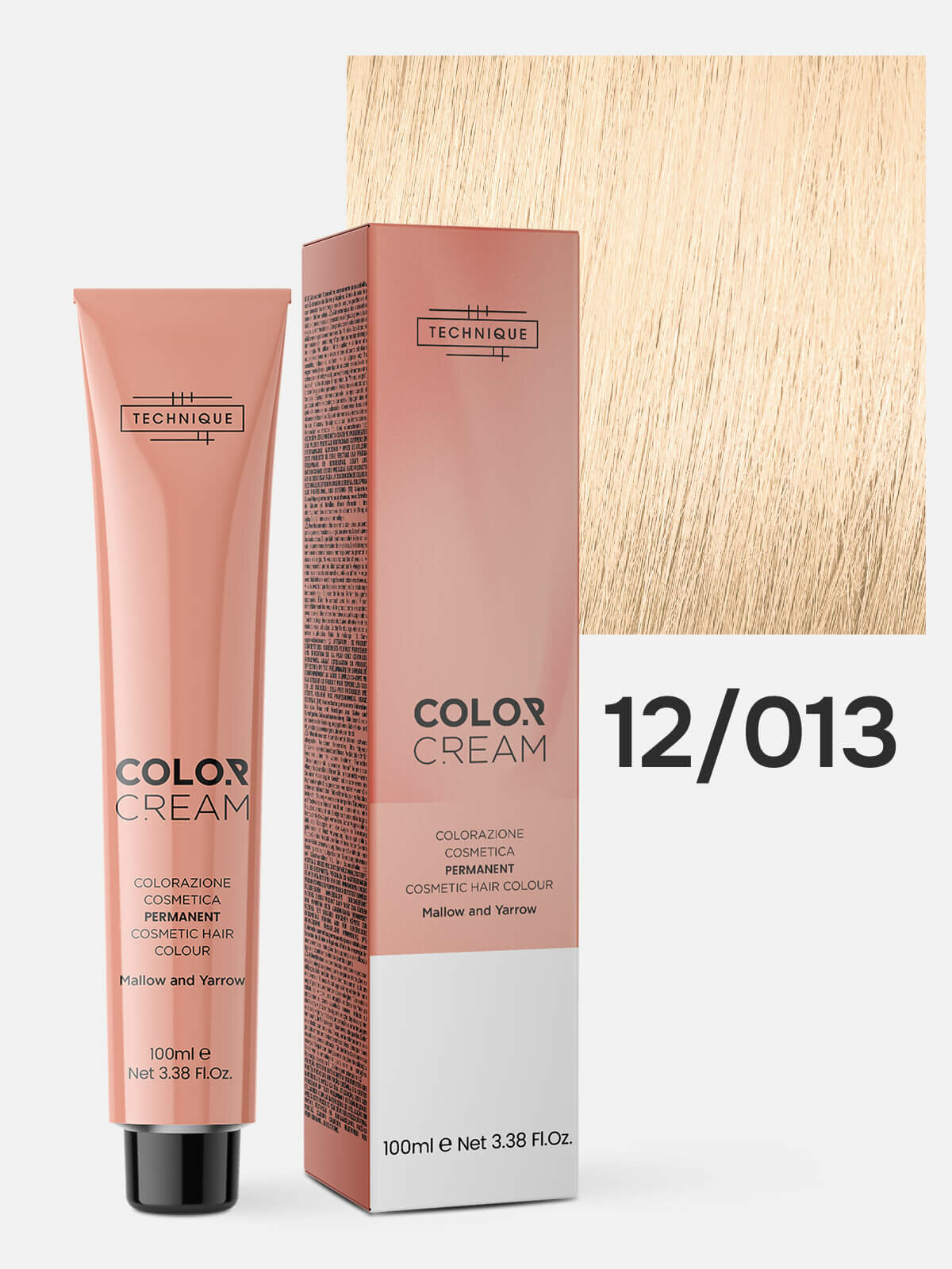 Крем - краска для осветления волос профессиональная Technique Color Cream Permanent Cosmetic Hair Colour 12.013 Суперосветляющий блонд Бежевый, 100 мл