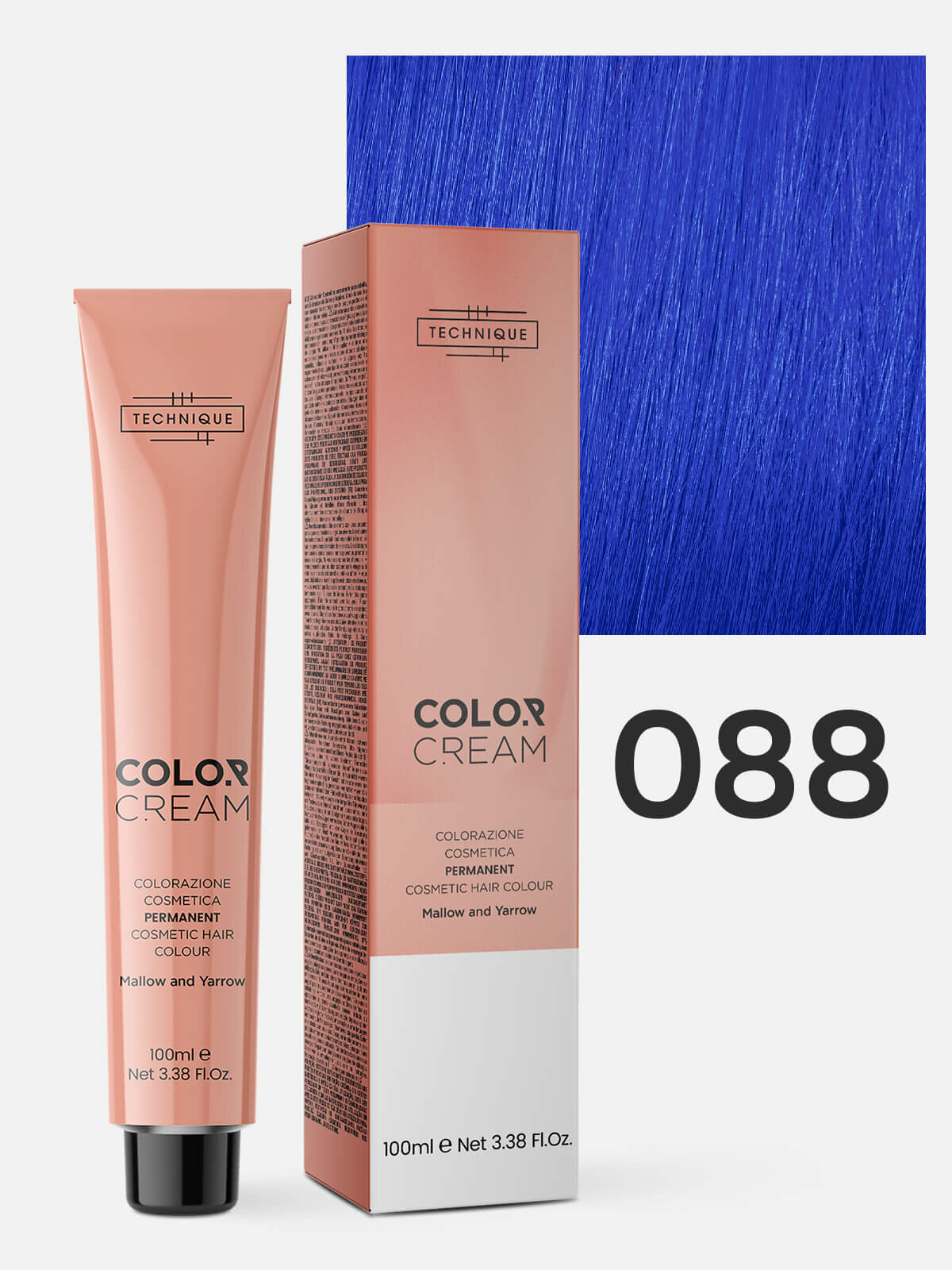 Крем - краска для волос профессиональная Technique Color Cream Permanent Cosmetic Hair Colour 088 Корректор Синий, 100 мл
