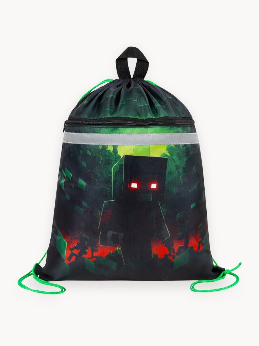 Мешок для обуви Brauberg, с петлей, светоотражающая полоса, 2 отделения, 46х36 см, Night warrior, 272396