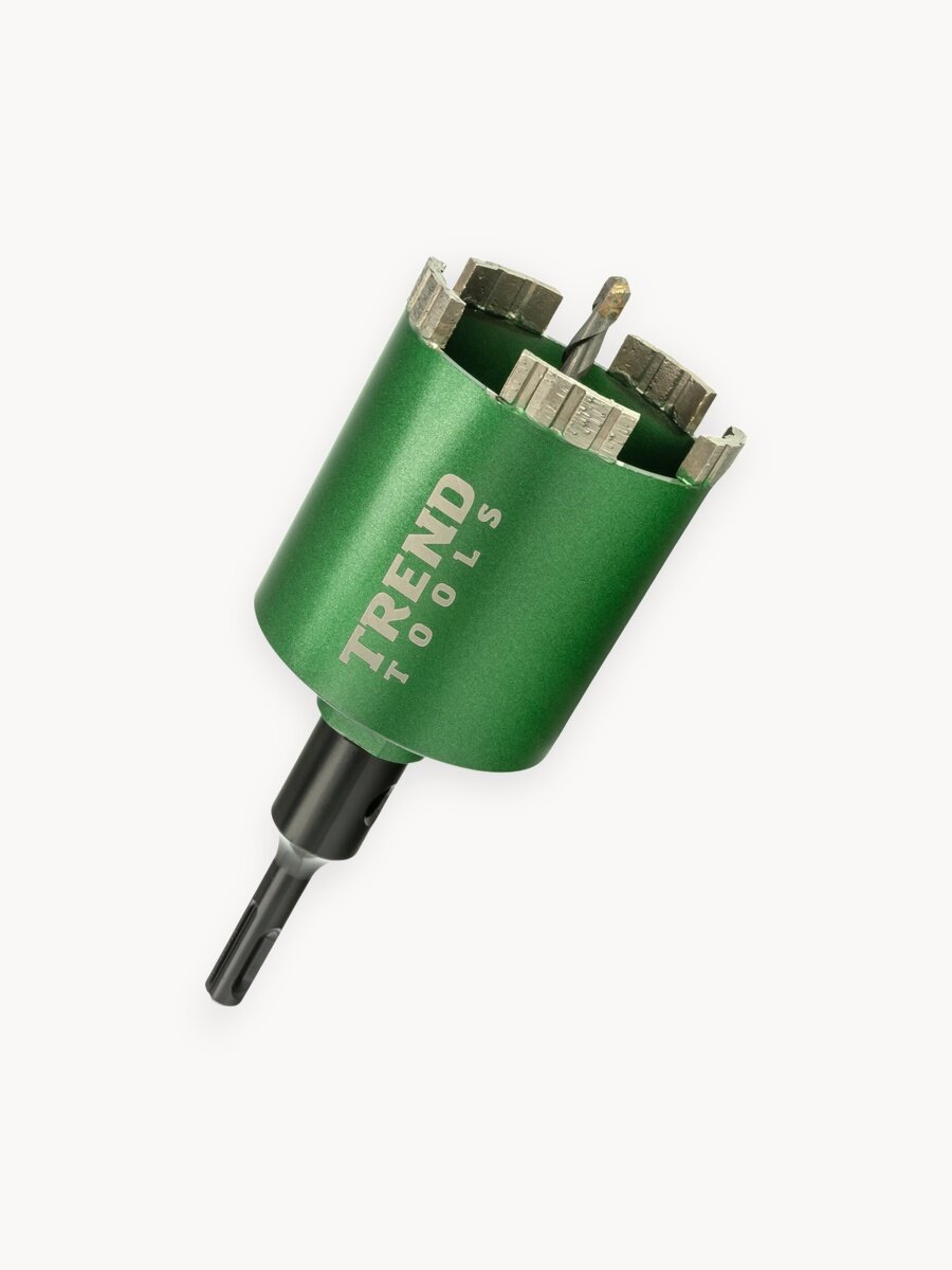 Коронка по бетону и кирпичу алмазная Trend Tools 72 мм для подрозетников, держатель SDS Plus, верхнее пылеудаление