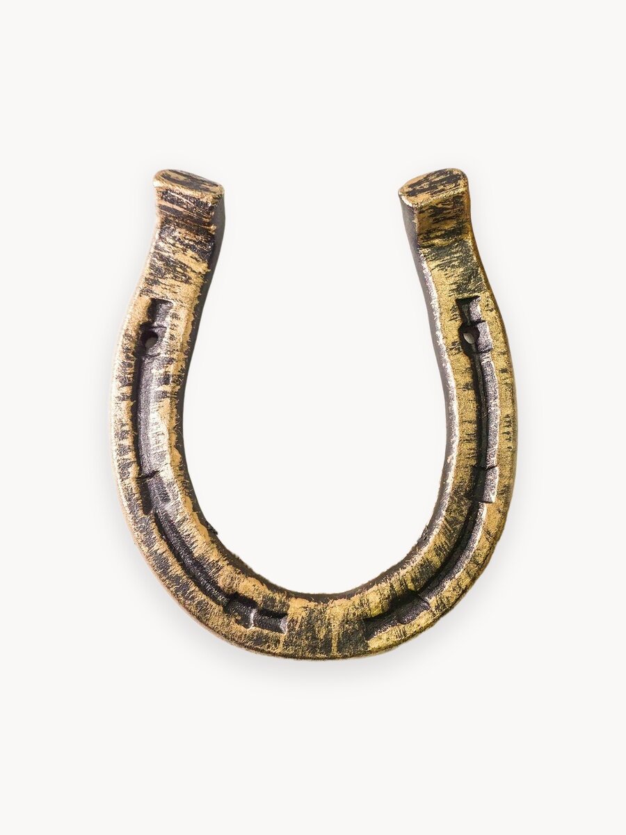 Подкова сувенир для дома кованая "Большая" 12 см, 400 гр. (золотой)/ оберег на дверь, подарок на новоселье, годовщину свадьбы молодоженам, подкова на счастье, удачу, Новый год