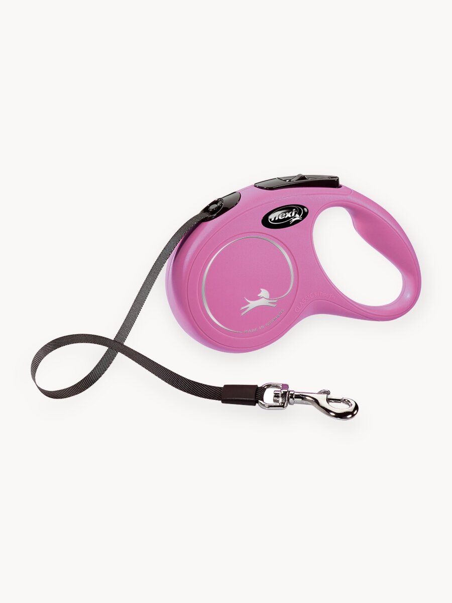 Поводок-рулетка flexi New Classic лента S 5m 15 kg розовая