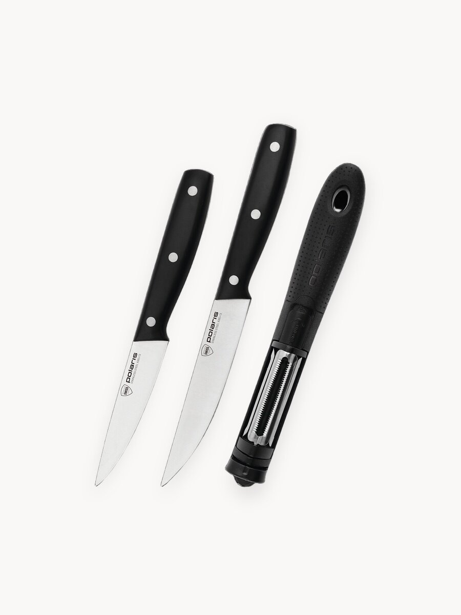 Набор ножей с овощечисткой Polaris Verde-3SS, нержавеющая сталь, 3 шт