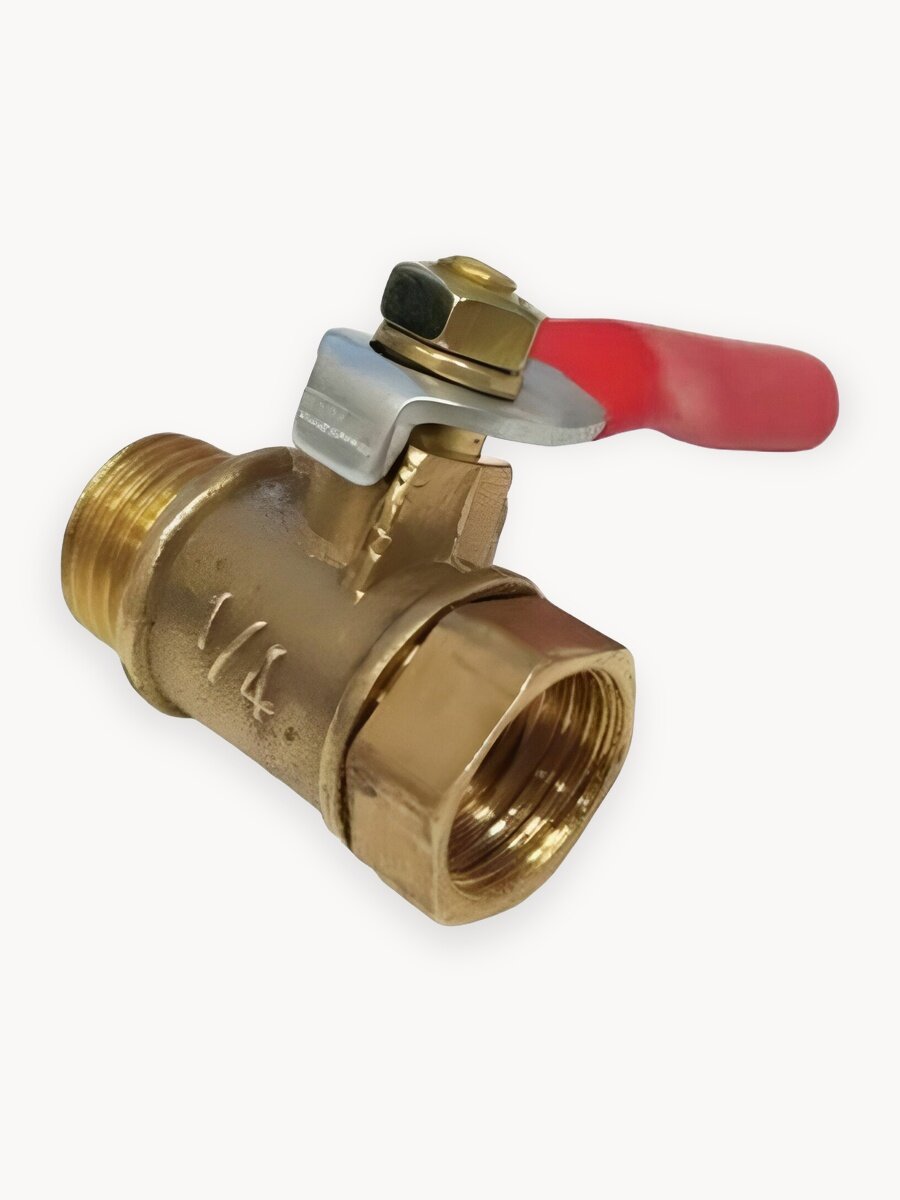 Кран шаровый 1/4, флажковый (наружная резьба-внутренняя резьба) латунь
