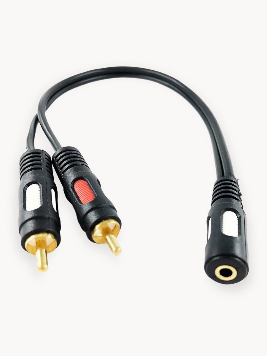 Шнур 3.5мм гнездо стерео - 2 x RCA штекер "позолоченный" OD4.0x8.0мм, длина 30 см.