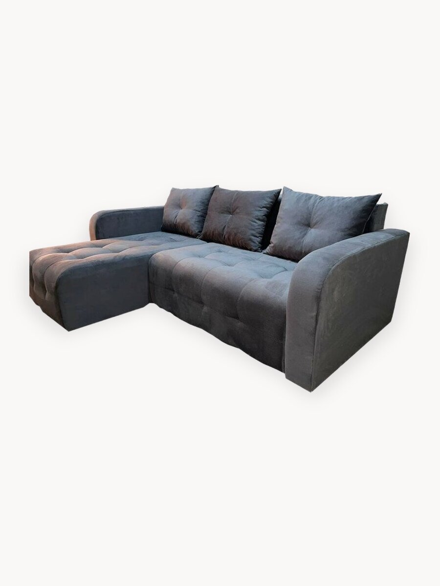 Диван угловой Вегас Люкс с правым углом (ппу, велюр cabrio, серый)