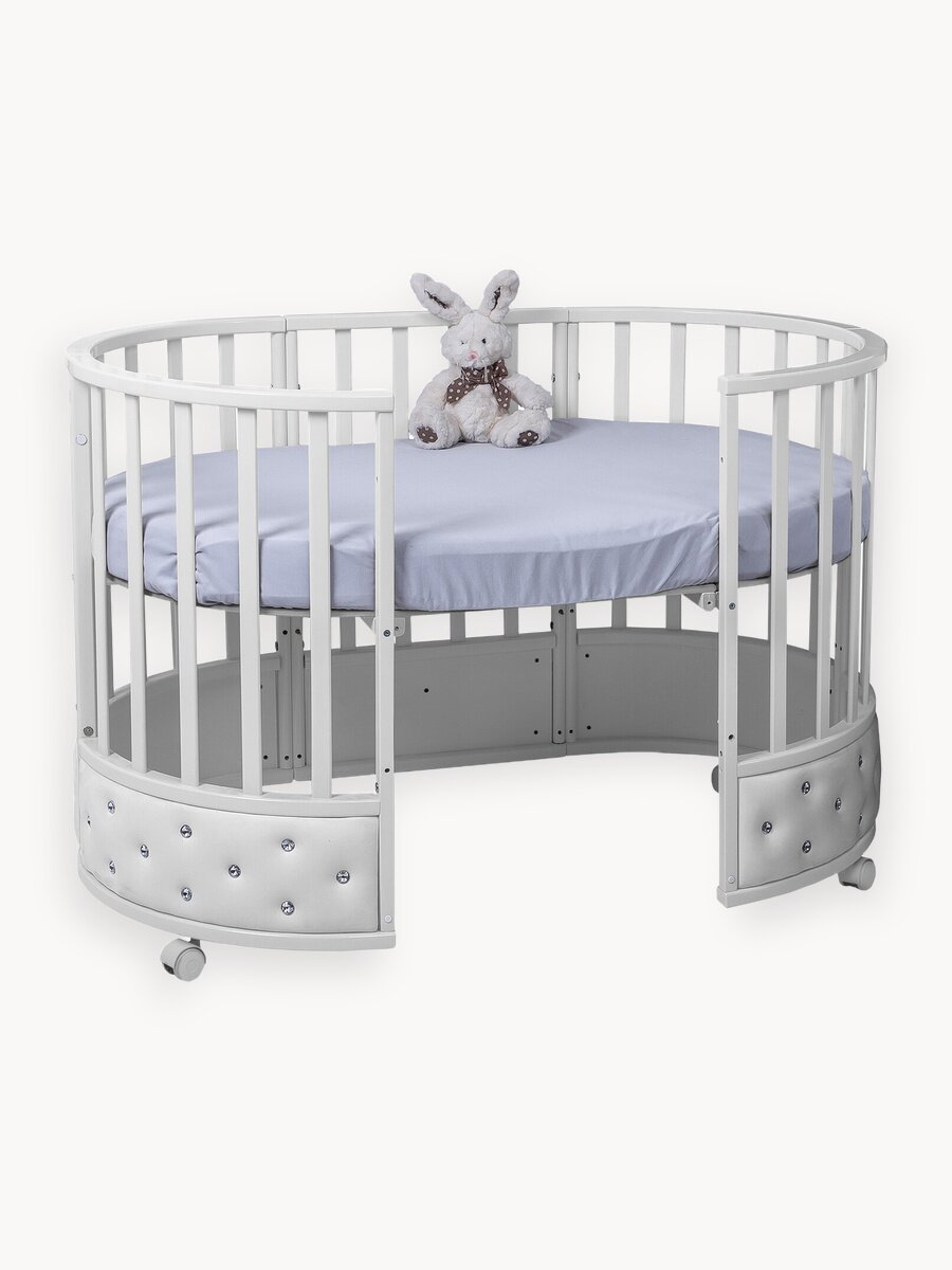 Кроватка-трансформер 7в1 Sweet Baby Brillantezza на колесах Белая