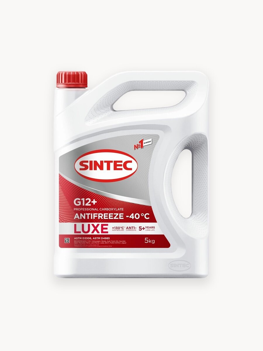 Антифриз SINTEC Luxe G12+, готовый, красный, -40°C, 5 кг
