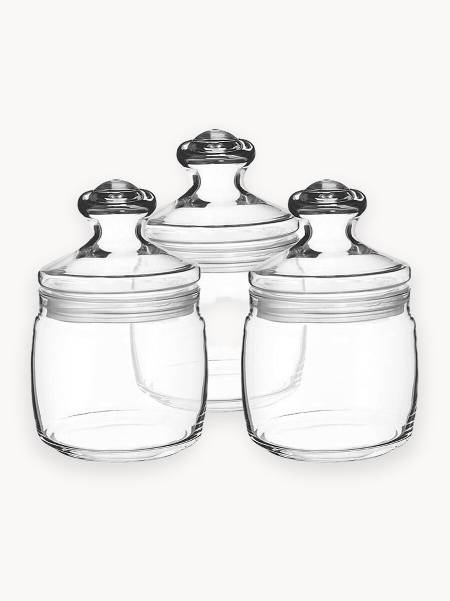 Банки для сыпучих продуктов 500 мл, набор 3 шт, Pasabahce, прозрачные