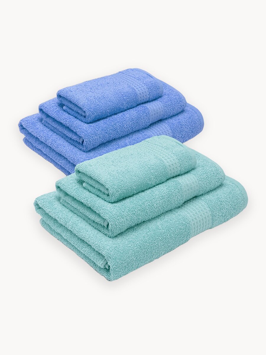 Полотенца BRAVO Самур, махровые, для всей семьи, 100 % хлопок, 6 шт, синие