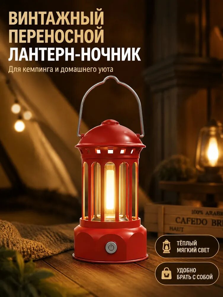 Винтажный переносной лантерн-ночник для кемпинга и домашнего уюта