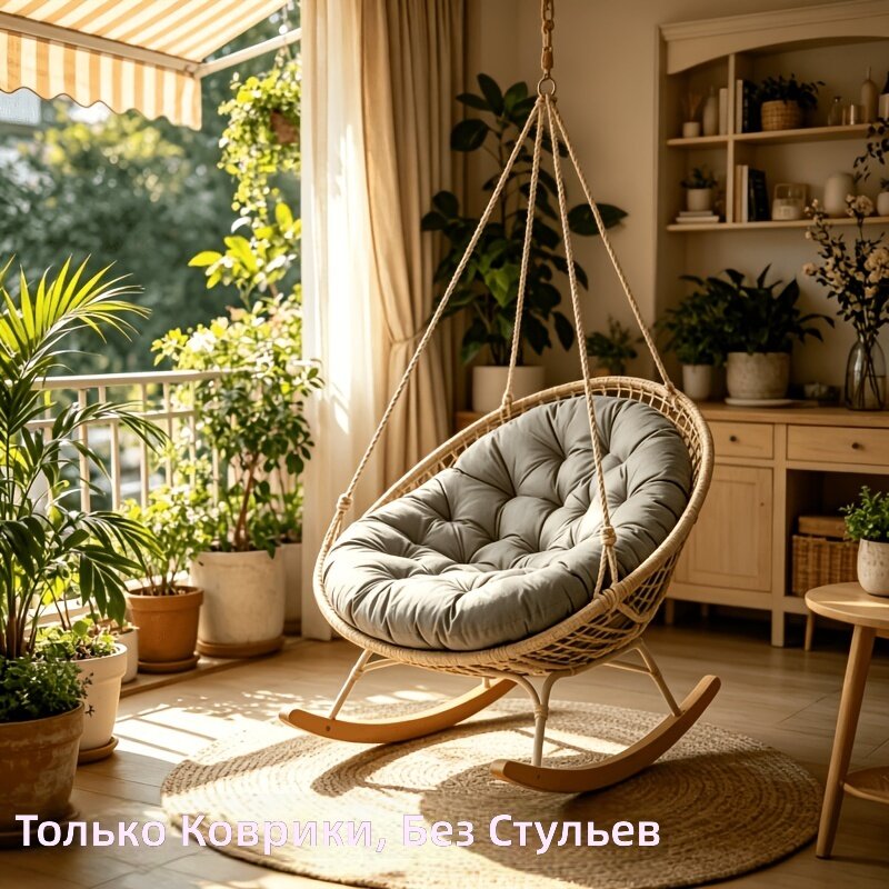 Подушка-сиденье для подвесного кресла и гамака, утолщенная плюшевая стеганая сменная сидушка всесезонная, напольная подушка для гостиной балкона и сада, угольно-серый, только подушки без кресла