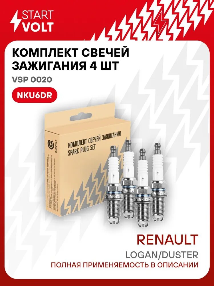 Свечи зажигания 4 шт для Renault Logan / Duster STARTVOLT VSP 0020