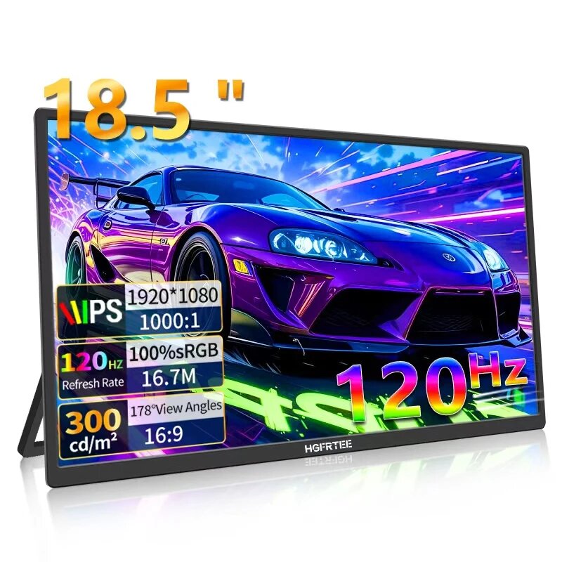 HGFRTEE Портативный монитор 18.5 дюймов 120Гц USB-C