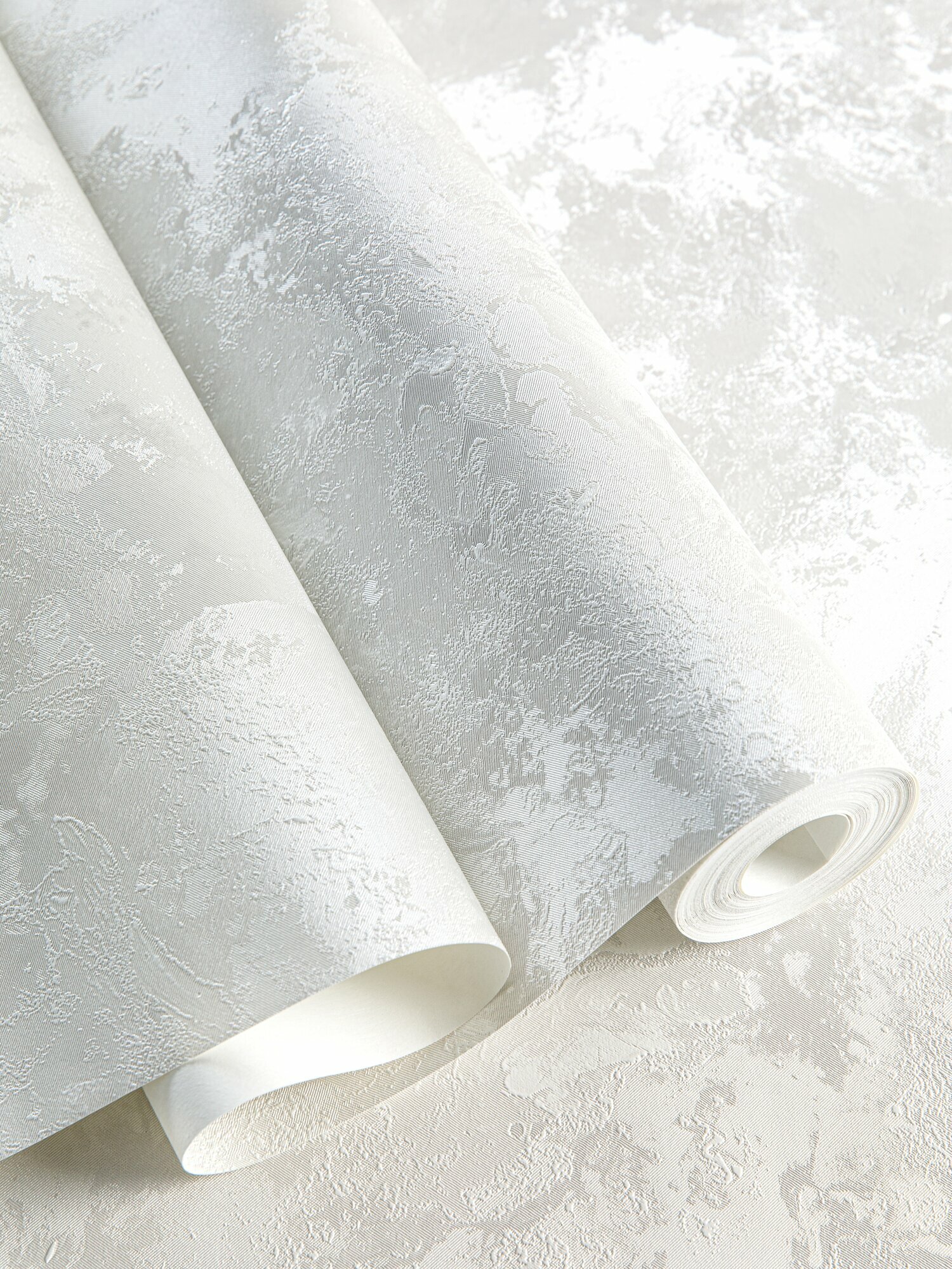 Флизелиновые обои "Посейдон", влагостойкие, горячее тиснение, белые