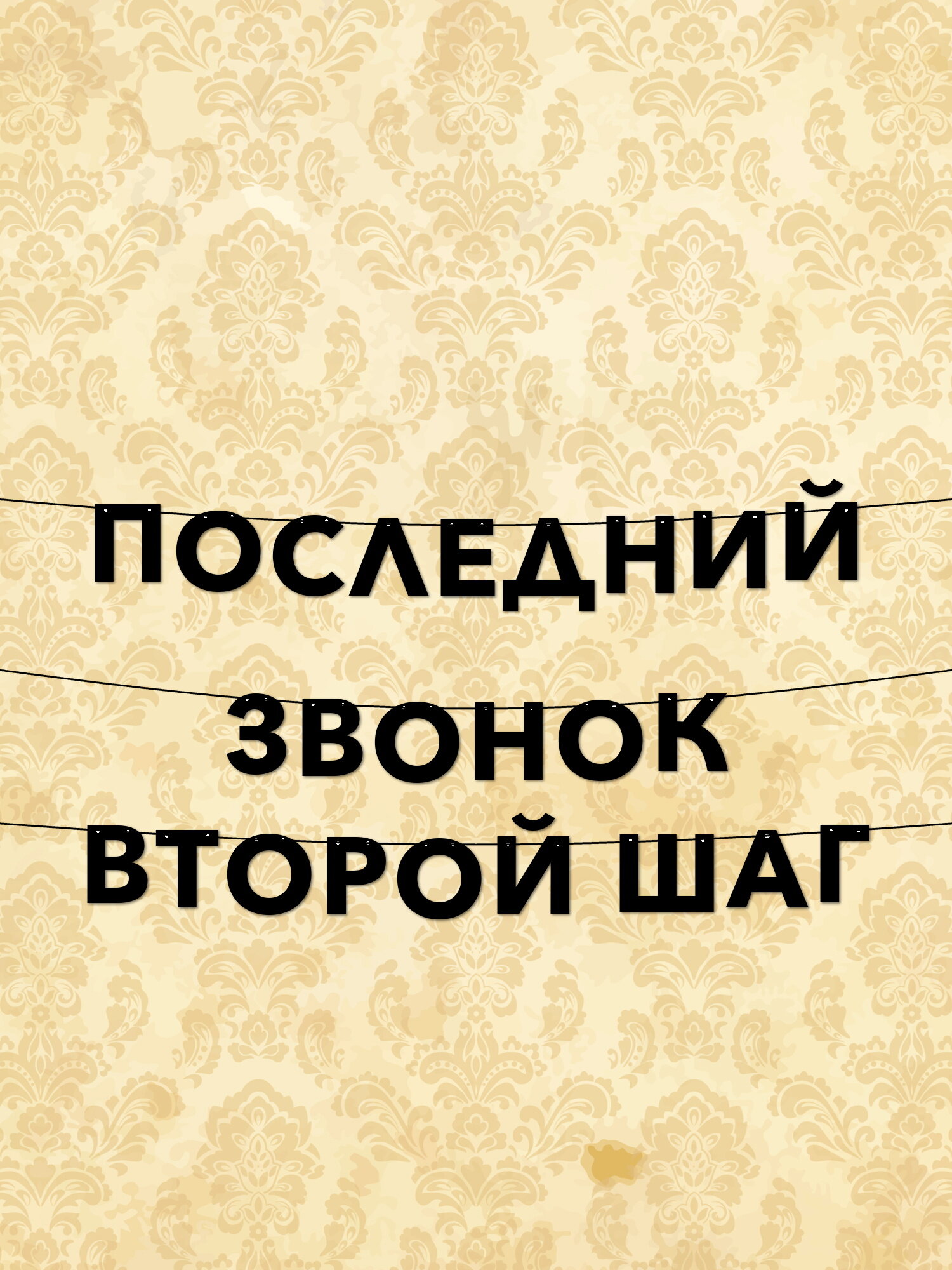 Гирлянда ручной работы, картонная гирлянда последний звонок - второй шаг - для выпускного вечера, высота букв 10 см, толщина букв 1 мм, долговечный материал.