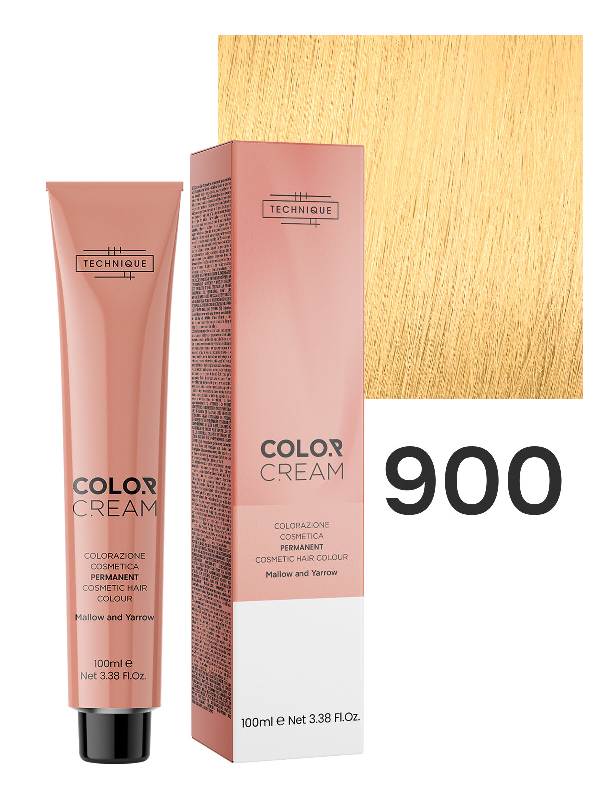Крем - краска для осветления волос профессиональная Technique Color Cream Permanent Cosmetic Hair Colour 900 Суперосветляющий блонд Натуральный, 100 мл