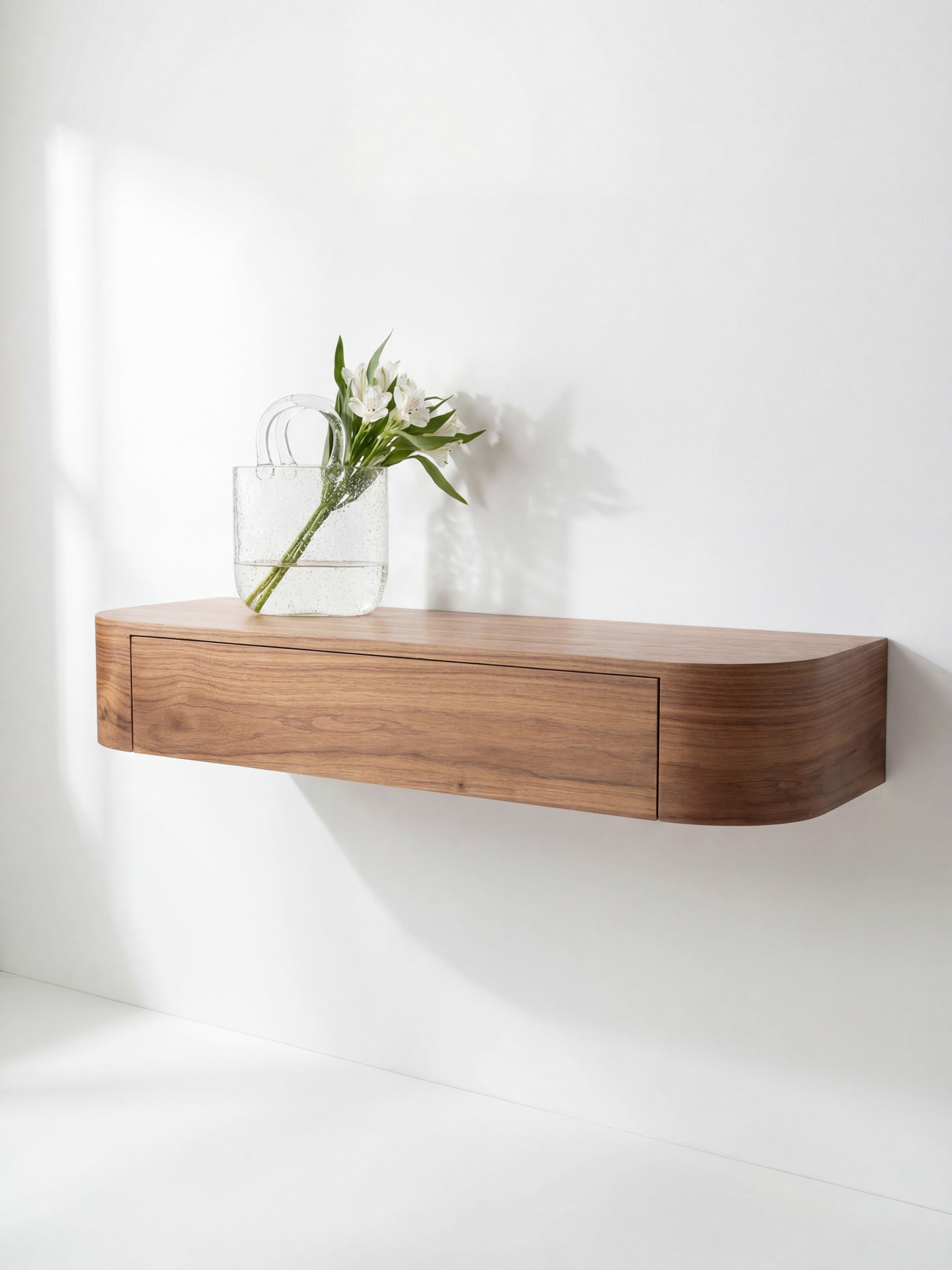 Консоль подвесная тумба шпон ореха, Нова 100 см, туалетный столик в спальню и прихожую