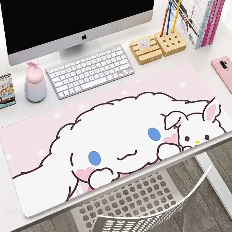 Коврик для мышки Cinnamoroll XL светло-розовый белый нескользящая основа прошитые края