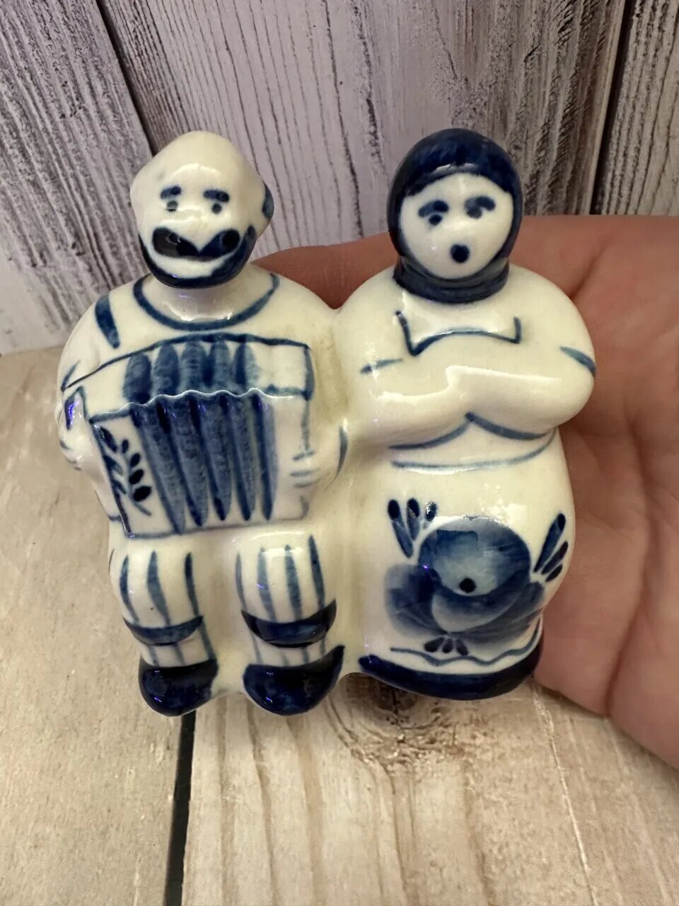 Статуэтка Гармонист Гжель Фарфор винтажная Авторская шикарная