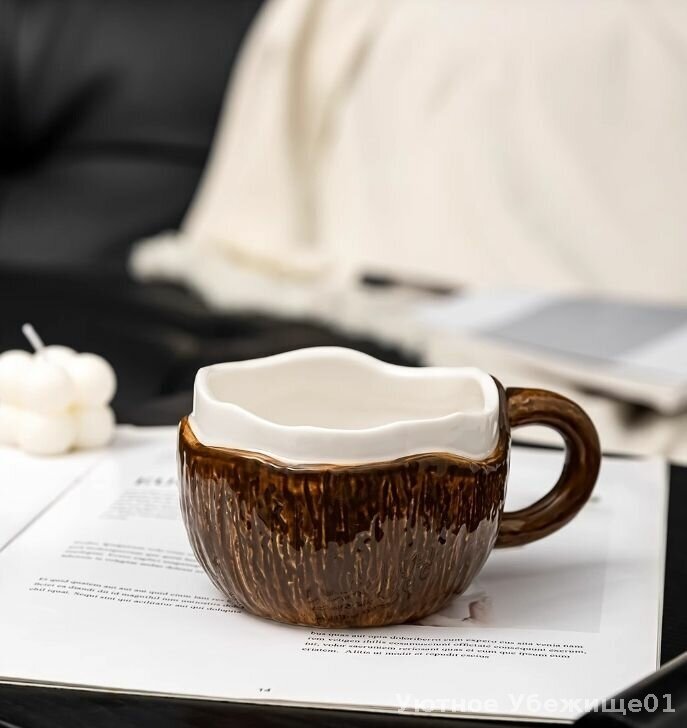 Кофейная чашка "Кокос", керамика, 250мл, можно мыть в посудомойке