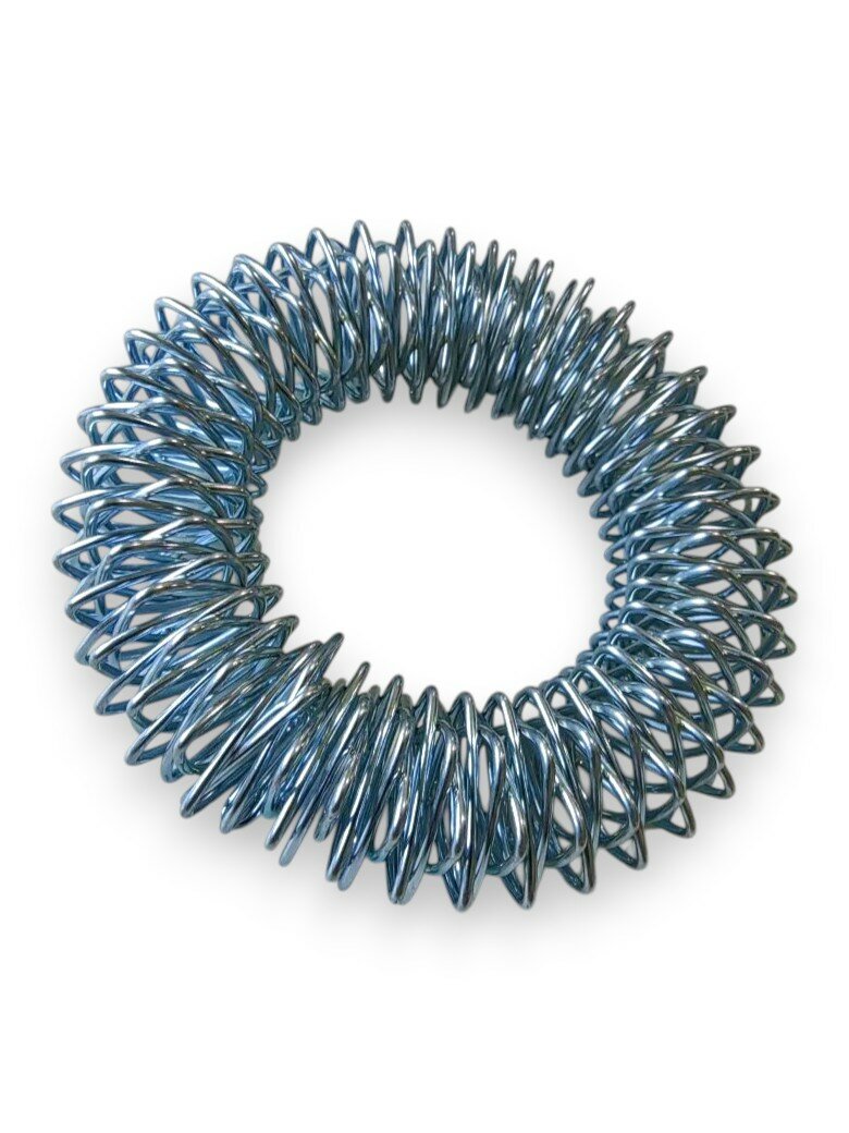 Массажер для су-джок терапии для рук, серебристая широкая кольцевая пружина (диаметр 6 см.), 1 шт.