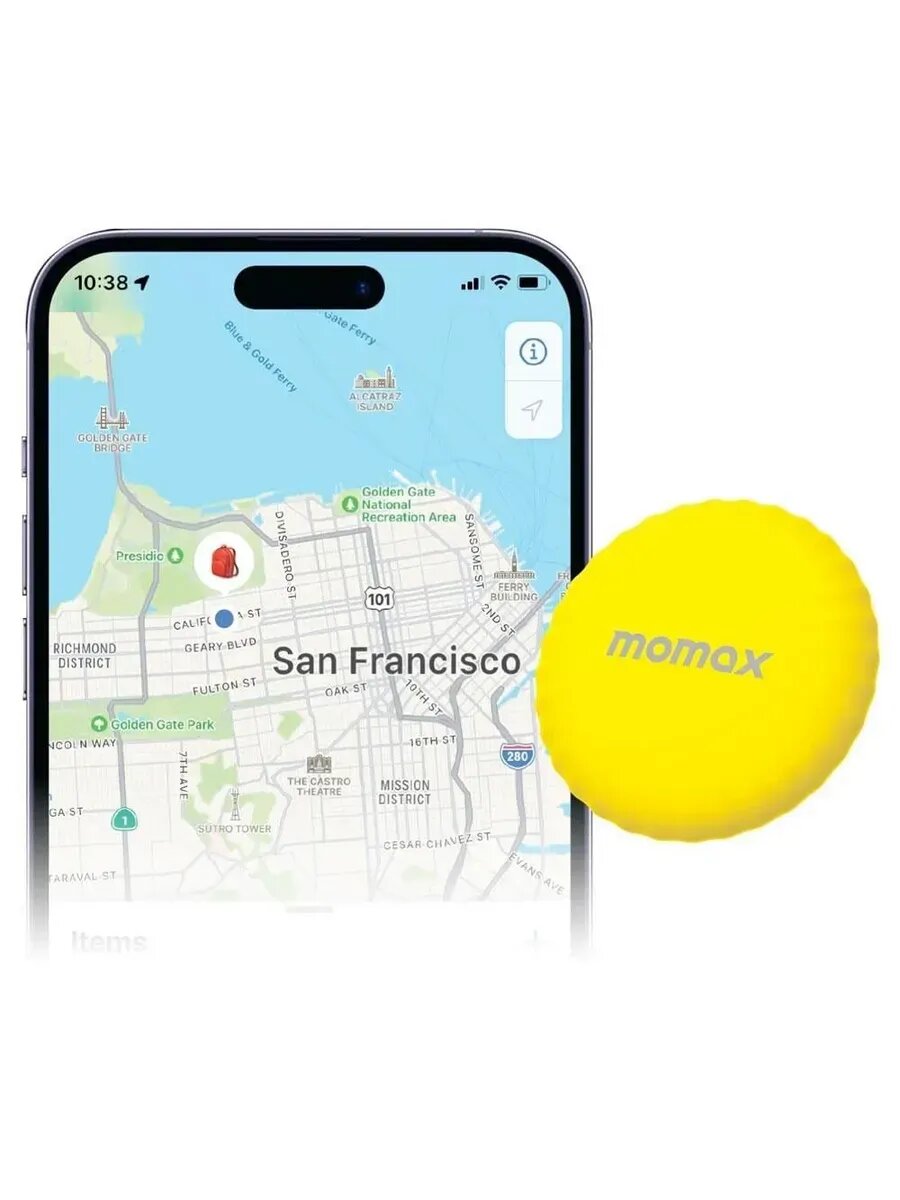 GPS-трекер MOMAX PINTAG "Find my Tracker", питание от батарейки, желтый