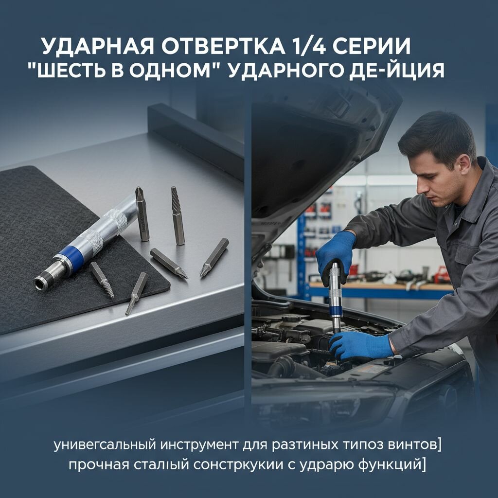 Ударная отвертка 1/4 серии "шесть в одном " ударного действия