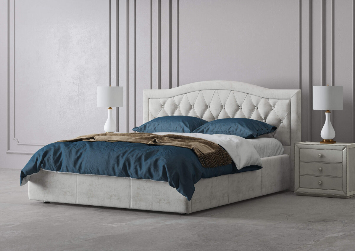 Кровать Грация в базовых тканях, без основания и без подъемного механизма, 160х200 цвет Белый