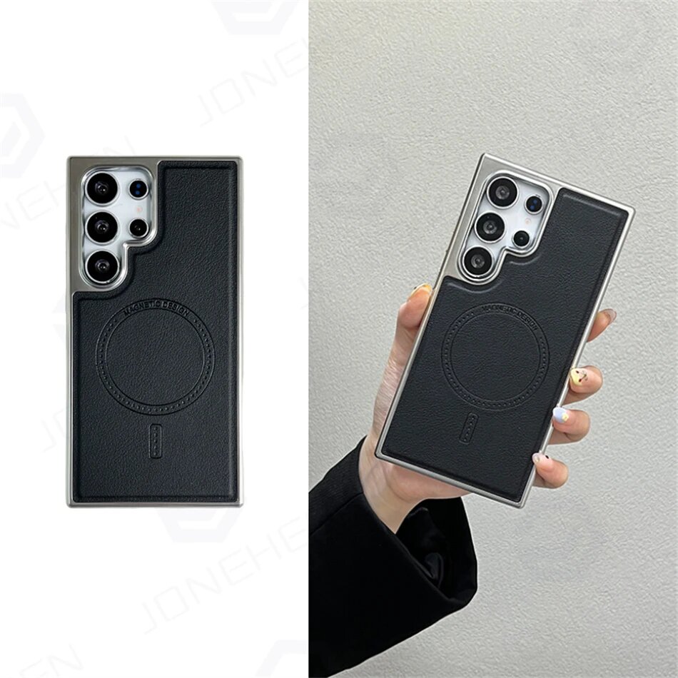 Кожаный чехол для Samsung Galaxy S23/S24/S25 с MagSafe, черный