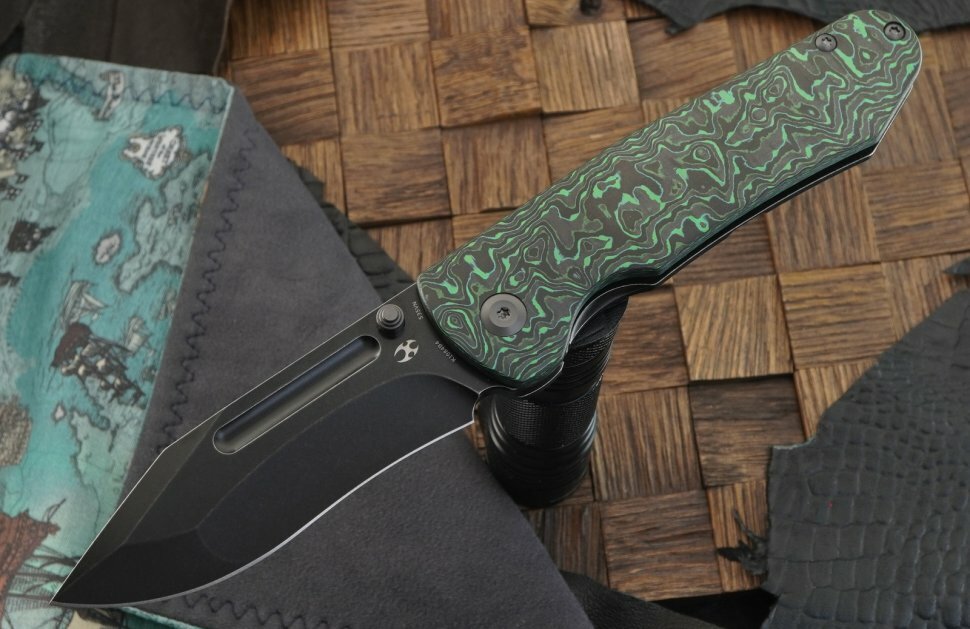 Складной нож Kansept Knives Superhawk, сталь CPM S35VN, BW, рукоять титан/зеленый карбон