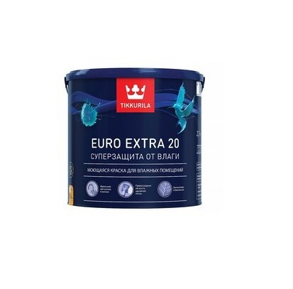 Краска Tikkurila Euro Extra-20, база С, объем 2.7 л, моющаяся, для влажных помещений 700001109