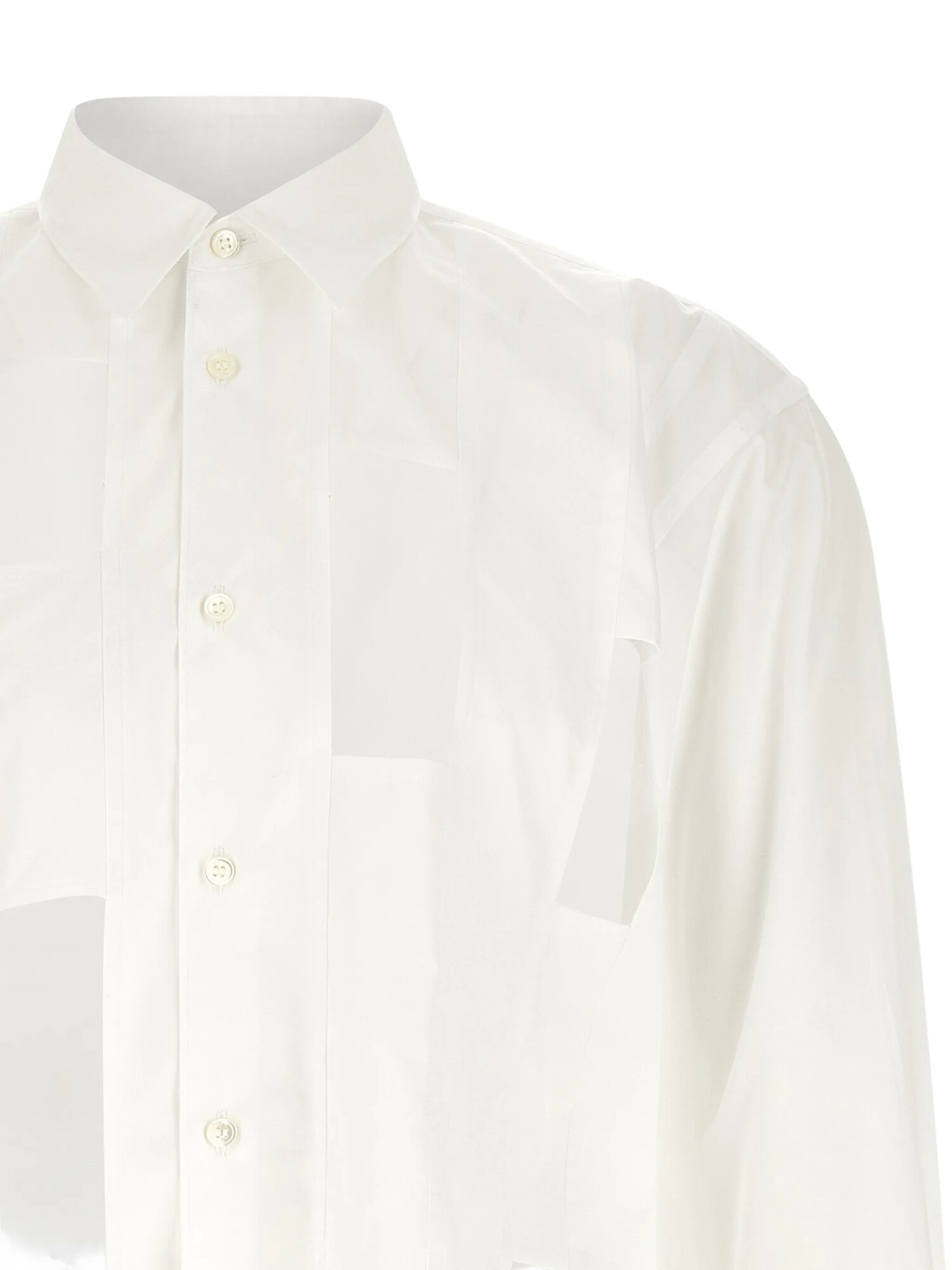 Рубашка COMME des GARCONS Geometric cut-out shirt, размер M, бежевый/белый — фото 1