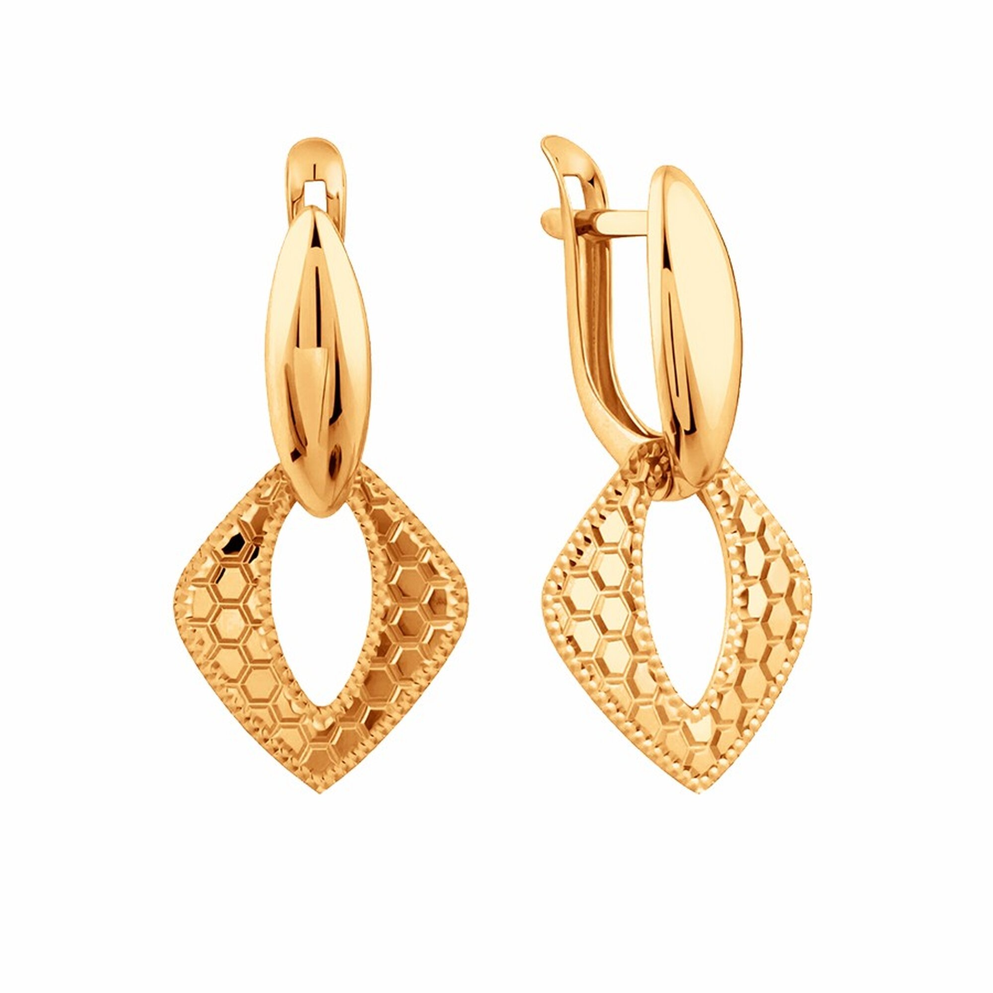 Серьги, красное золото, 585 проба