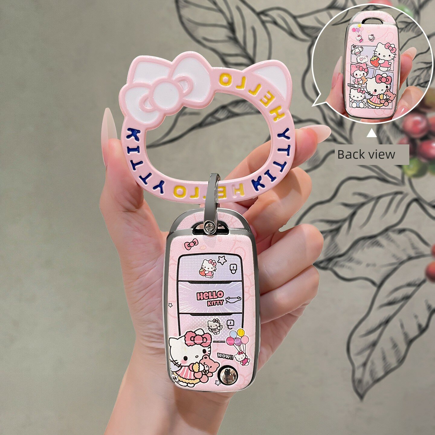 Брелок Hello Kitty с бантом и розовой лентой для автомобильных ключей