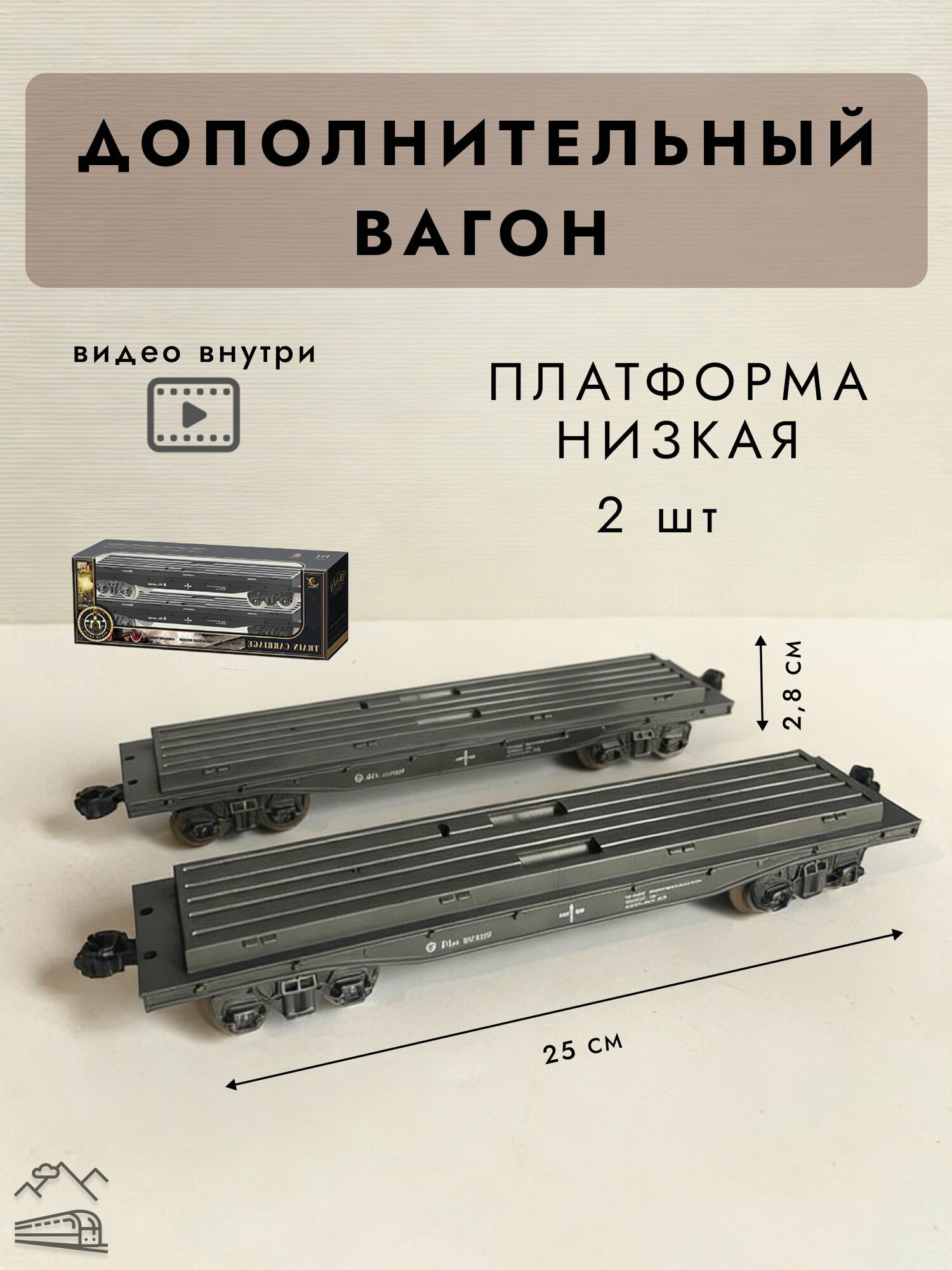 Дополнительный вагон платформа 2 шт.