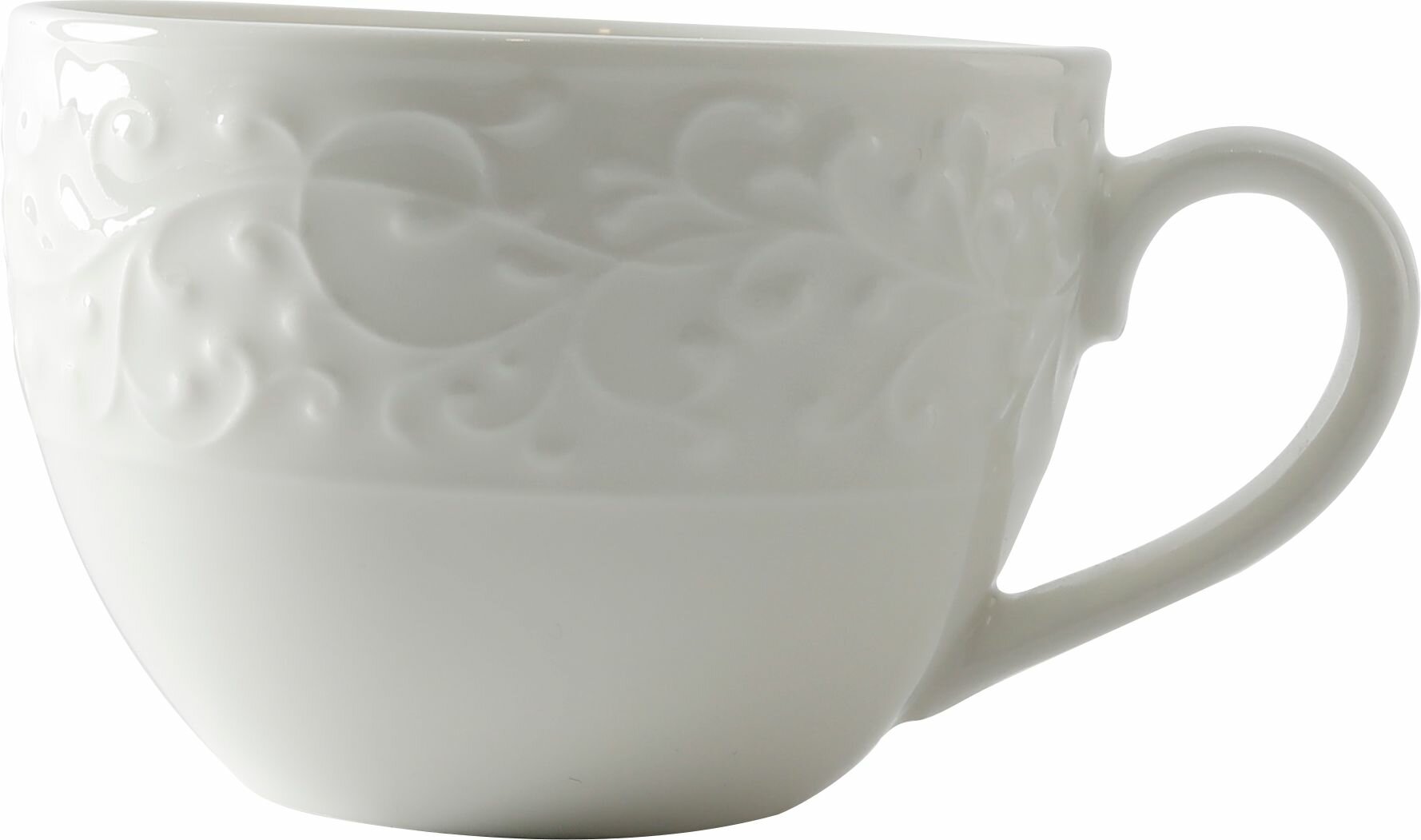 Чашка чайная фарфоровая HOME CHEF коллекция Цветочная/Floral, 340 мл, белая