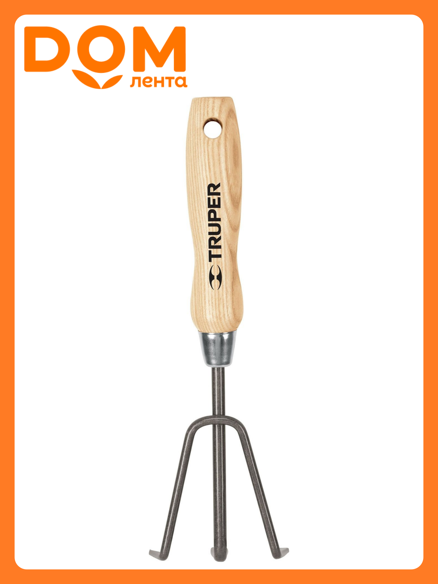 Культиватор садовый TRUPER, деревянная ручка, покрытие от налипания грунта, 15см