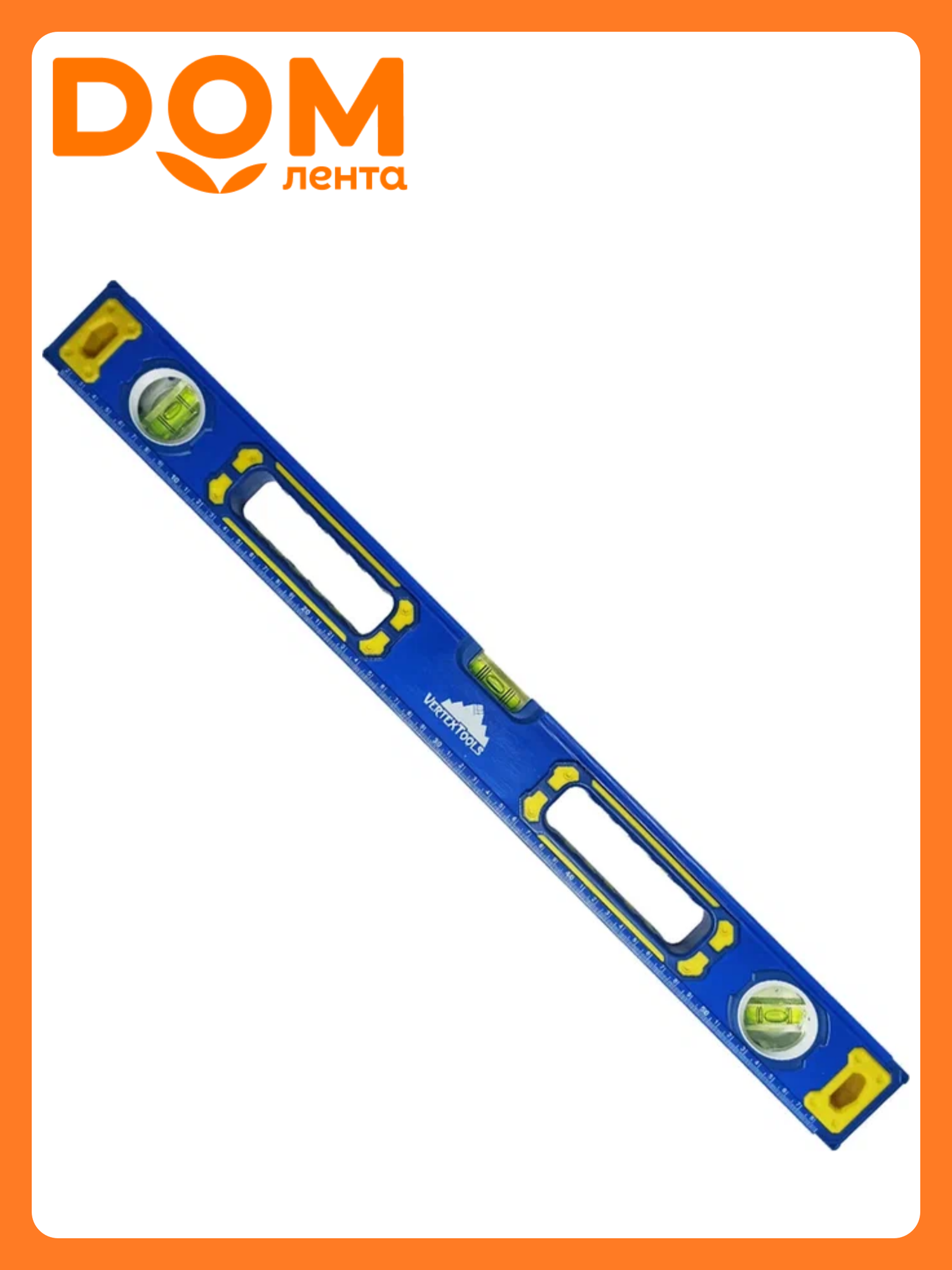 Уровень строительный VertexTools PROFI 3022-600, магнитный, 60 см, 3 глазка, синий