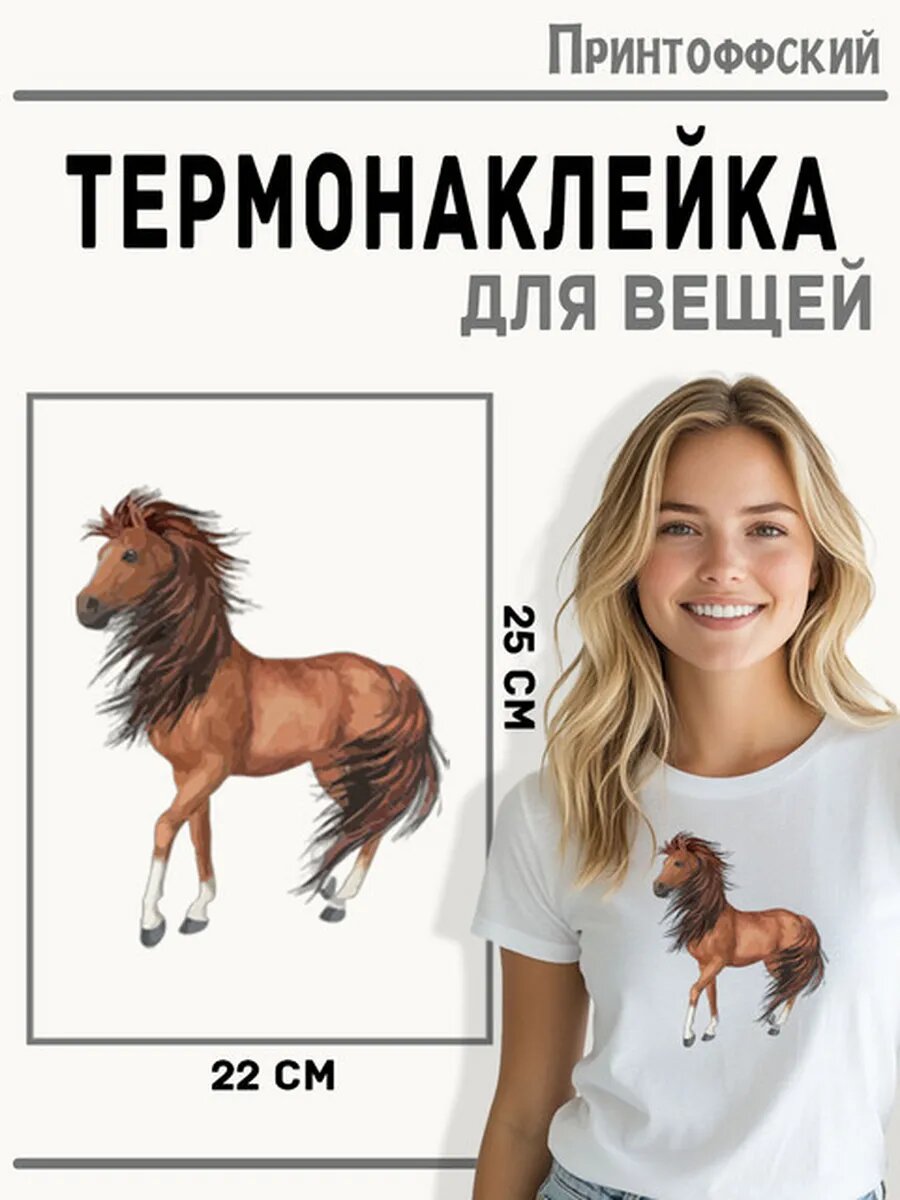 Термонаклейка для одежды и аксессуаров DTF-печать конь — фото 1