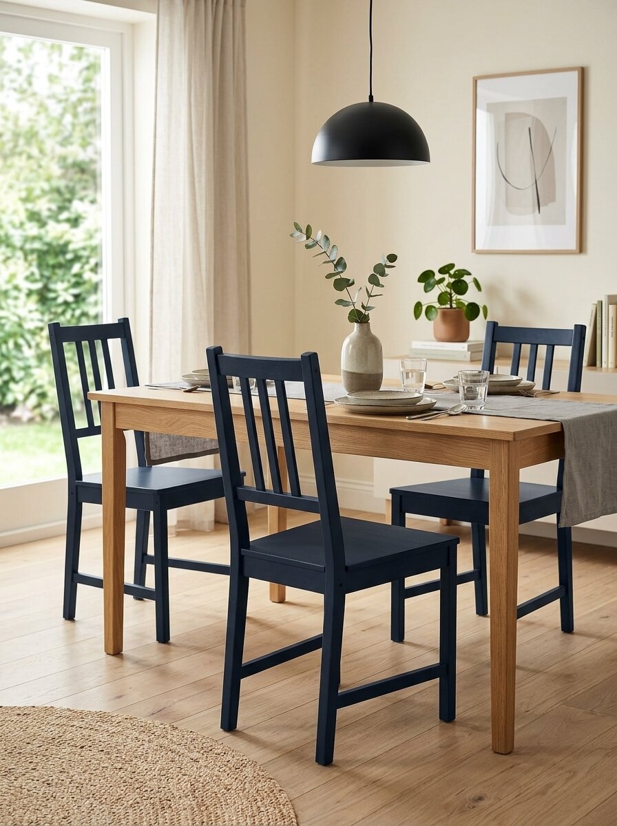 Стул кухонный Берье BÖRJE деревянный черный из массива березы