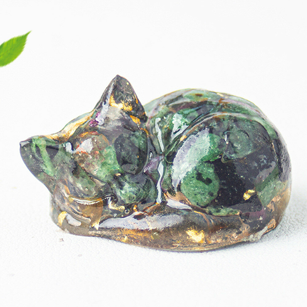 Миниатюрная резиновая статуя кота животное с натуральными кристаллами для домашнего или офисного настольного декора стиль q